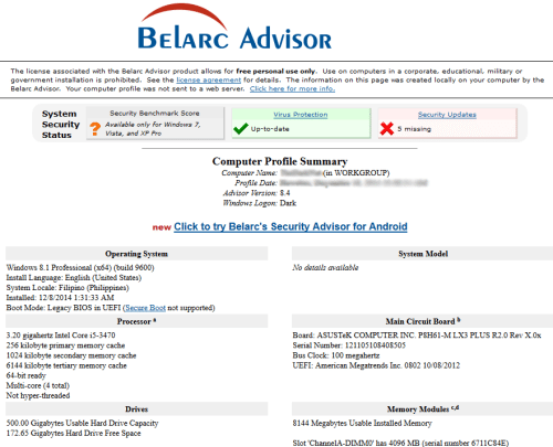 Belarc Advisor - Creates Detailed Profile of the Computer - Technibble