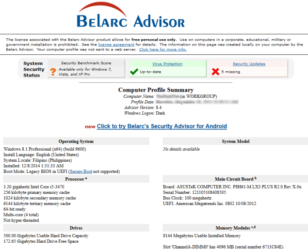 Belarc Advisor - Creates Detailed Profile of the Computer - Technibble