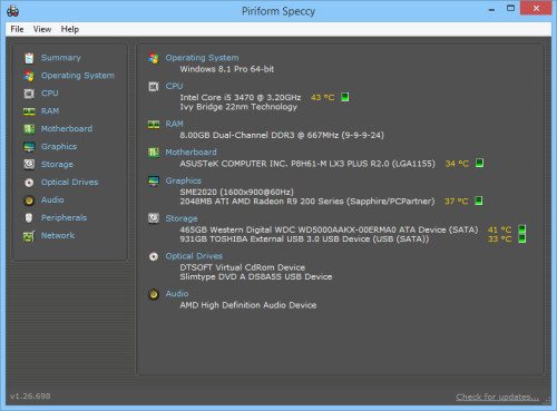 Speccy - Scan and Display a Computer's Specifications. - Technibble