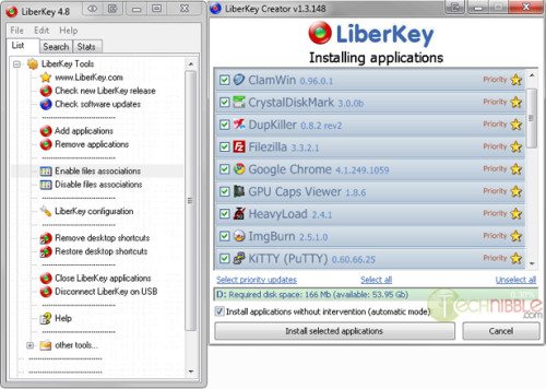 LiberKey - Portable Application Interface