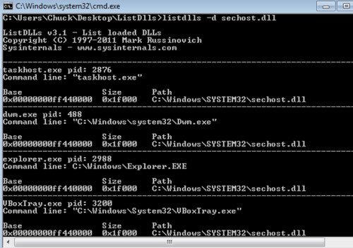 Analyze DLL Files with ListDLLs