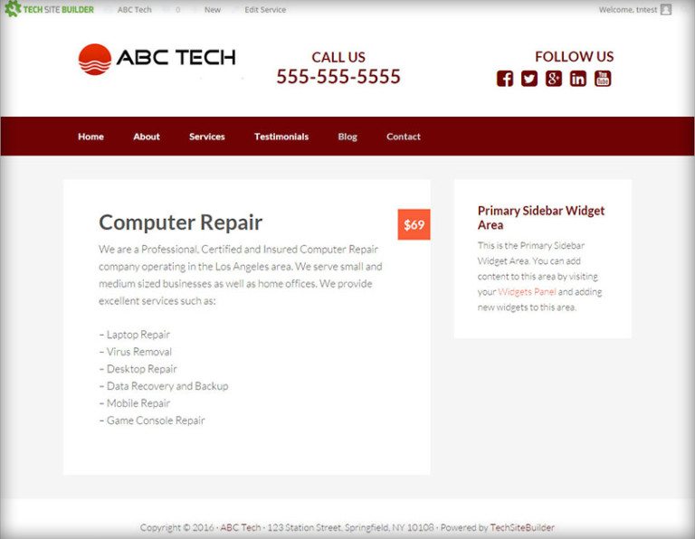 Tech Site Builder Review - Computer Business Website Builder - Technibble